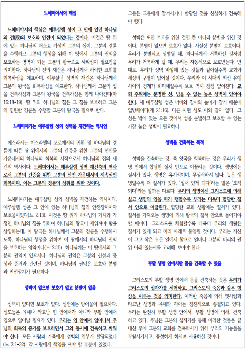 성경진리사역원(BTMK) | [2022 겨울 훈련] - M8 하나님의 집인 교회를 보호하기 위해 성벽을 건축함